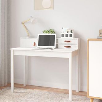 vidaXL vidaXL Schreibtisch Wei&szlig; 110x50x93 cm Massivholz Kiefer