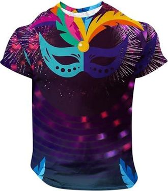 Generic Chemises de carnaval pour homme - Chemises de f&ecirc;te hawa&iuml;enne - Doux et confortable - Coupe ajust&eacute;e - Imprim&eacute; tendance - Festival - En &eacute;lasthanne, Bleu