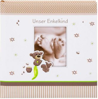 Goldbuch 24238 Enkelkindalbum Honigbär, Fotoalbum 25 x 25 cm, Erinnerungsalbum mit 60 weiße Blankoseiten mit Pergamin Trennblättern, Foto Album mit Kunstdruck,