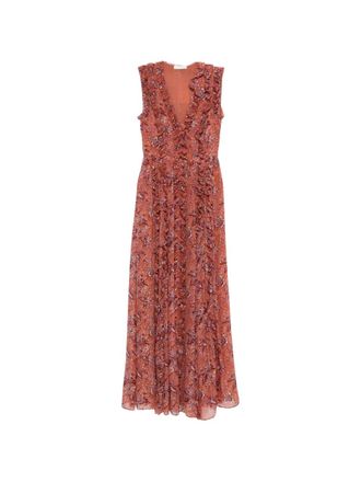 Ulla Johnson Ger&uuml;schtes Aida Abendkleid mit Blumen - Braun