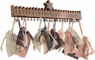 Loberon Säckchen 24er Set Xélianne, Handbestickt, Selbst zu Befüllen, Festliche Atmosphäre, Advent, Adventskalender, Weihnachten, Baumwolle, Lurex, bunt