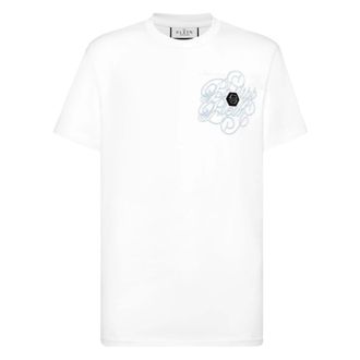 Philipp Plein Homme, Tops, Blanc, Taille: XL T-Shirt Col Rond