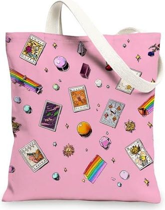 Generic Magical Elements Sac fourre-tout en toile, coloré, réutilisable, sac à bandoulière léger pêche 33 x 38,1 cm