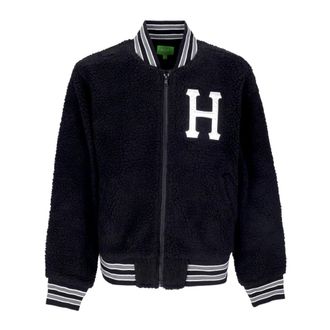 HUF Schwarze Sherpa Varsity Jacke mit Rei&szlig;verschluss - - Jackets - Herren - Schwarzk - XL