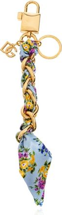 Dolce & Gabbana Femme, Accessoires, Jaune, Taille: ONE Size Porte-cl&eacute;s en satin imprim&eacute;
