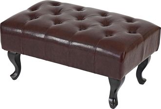 Mendler Ottomane Chesterfield, Sitzhocker Fußablage Hocker, Kunstleder 39x77x47cm - antik-braun