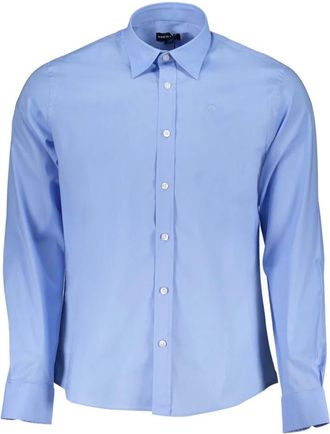 North Sails Homme, Chemises, Bleu, Taille: S Chemise Bleue &agrave; Manches Longues avec Col Italien