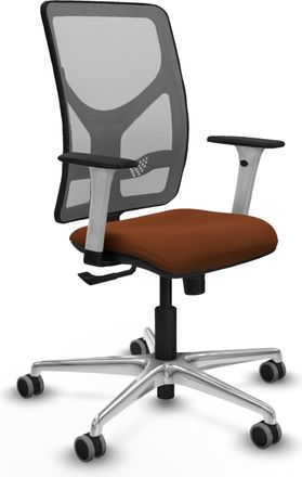 Piqueras y Crespo B&uuml;rostuhl mit hoher R&uuml;ckenlehne, mit wei&szlig;en und schwarzen Armlehnen, h&ouml;henverstellbare Lendenwirbelst&uuml;tze, ausgestattet mit 3 Positionen, Grau/Braun