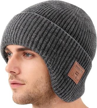Generic Bonnet sans fil - Rechargeable tricot&eacute; chaud - Bonnet musical sans fil avec lumi&egrave;re | pour hommes, femmes, gar&ccedil;ons, filles, petit ami, adolescents, gy