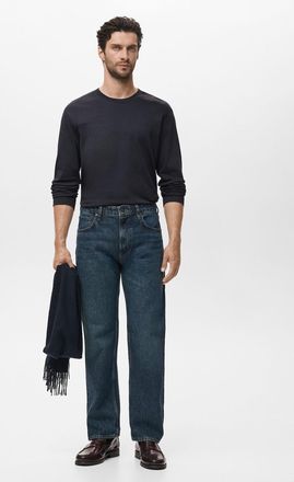 Mango T-shirt manches longues regular-fit bleu marine - Homme - XXL - MANGO MAN