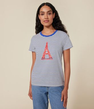 Petit Bateau A0BZY Kurz&auml;rmeliges T-Shirt Damen Marshmallow/Mittelalter M