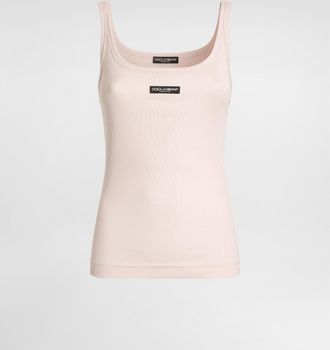 Dolce & Gabbana Ribbed Tank Top - Frau T-shirts Und Sweatshirts Pink Baumwolle 50