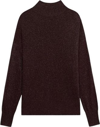 Oltre Femme, Pulls, Rouge, Taille: 42/44 FR Col roul&eacute; en maille cachemire et lurex