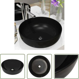 vidaXL vidaXL Keramik Sp&uuml;le - Waschbecken Keramik Rund Schwarz 41,5 x 13,5 cm
