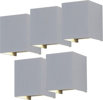 ETC Shop Etc-shop - 5er Set led Au&szlig;en Wand Lampen Grundst&uuml;ck Effekt up&down Strahler beweglich