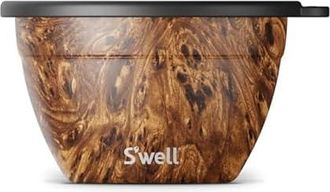 Swell Salatschüssel-Set aus Edelstahl - 1,8 l Teakholz - kommt mit 57 ml Gewürzbehälter und herausnehmbarem Tablett für Organisation - auslaufsicher, leicht
