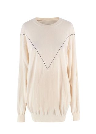 Celine Cream Geometric Detail Cashmere Jumper Size L