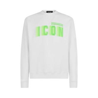 Dsquared2 Homme, Sweatshirts et sweats à capuche, Blanc, Taille: M SweaT-shirt vert néon à col rond Icon