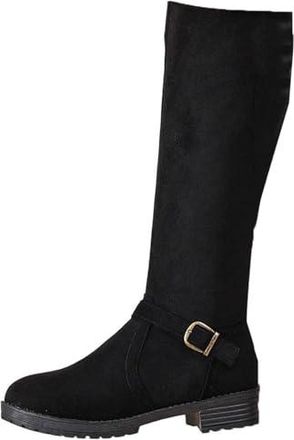 Generic Bottes longues &agrave; talon &eacute;pais pour femme - Style d&eacute;contract&eacute; - R&eacute;tro - Couleur unie - Fermeture &eacute;clair lat&eacute;rale - Antid&eacute;rapantes - Confortables - Pour 