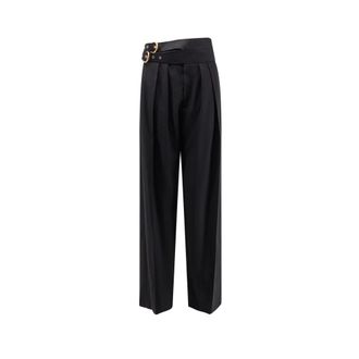 Chlo&eacute; Femme, Pantalons, Noir, Taille: 36 FR Pantalon tailleur taille haute en grain de poudre de laine