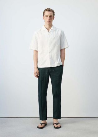 Mango Chemise regular-fit coton col bowling blanc cass&eacute; - Homme - XXL - MANGO MAN