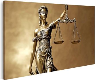 Islandburner Bild auf Leinwand Justitia Statue mit Waage der Gerechtigkeit in Bronzeoptik Bilder Wandbilder Poster