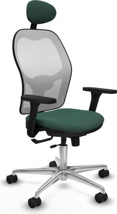 Piqueras y Crespo Ergonomischer B&uuml;rostuhl mit Lendenwirbelst&uuml;tze, verstellbare Arme, festes Kopfteil, ausgestattet mit Syncro/Traslack und Schaumstoff, Wei&szlig;/Flaschengr&uuml;