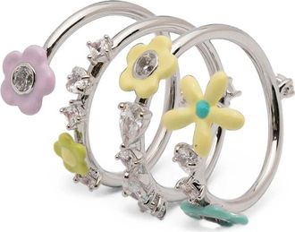 Yvmin Flower-motif Crystal-embellished Ring