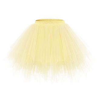 Minetom Damen T&uuml;llrock T&uuml;t&uuml; Rock Kurz Crinoline Tutu Rockabilly Minirock A Hellgelb Einheitsgr&ouml;&szlig;e