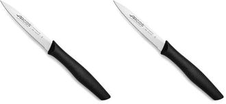Arcos Messer Mondador Serrado - Edelstahl NITRUM 100 mm - Perfekt zum Sch&auml;len von Obst und Gem&uuml;se - Ergonomischer Griff Polypropylen Schwarz - Serie Nova (P