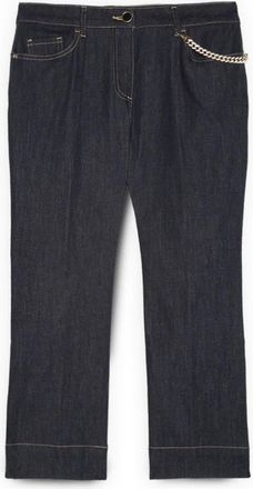 Fiorella Rubino Femme, Jeans, Bleu, Taille: 42 FR Jean &Eacute;vas&eacute; Coupe Chevilli&egrave;re avec Cha&icirc;ne D&eacute;corative