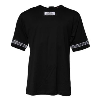 Dolce & Gabbana Baumwoll-T-Shirt mit Rundhalsausschnitt - - Tops - Herren - Schwarzk - XS