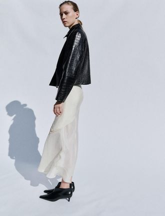 Mango Veste en cuir &agrave; double boutonnage noir - Femme - XS - MANGO