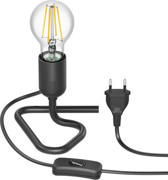 LEDs Com Tischlampe TRIN schwarz mit Stecker und Schalter inkl. E27 Lampe 963lm warmweiß, 3-Stufen Dimmen ohne Dimmer mit Lichtschalter
