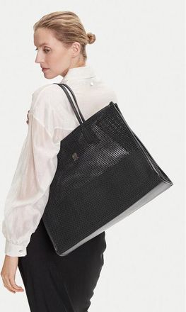 Tommy Hilfiger Handtasche Th City Summer Tote Woven AW0AW17640 Schwarz