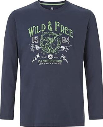 Jan Vanderstorm Homme T-Shirt À Manches Longues Staaf Bleu Foncé, 4XL (XXXXL) - 68/70