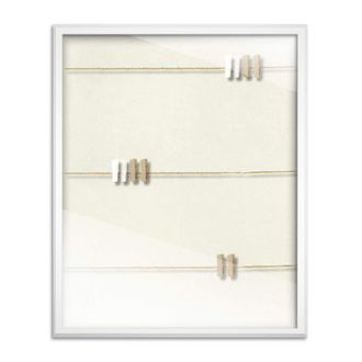 Bildershop-24 Schnurrahmen f&uuml;r Fotos, Bilder, Babyschuhe - Fotowand inkl. 20 Klammern und Schnur 50 X 70 cm VARIANTO35 Wei&szlig; mit Passepartout Creme Wei&szlig;