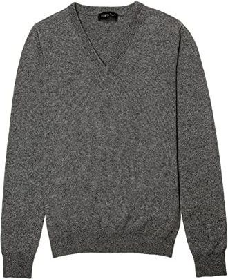 JL De La Tour Pull Homme col V 100% Cachemire (as4, Alpha, m, Regular, Regular, Gris foncé, M 48/52)