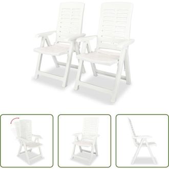 vidaXL Chaises pliables - lot de 2 Chaises inclinables de jardin Plastique Blanc