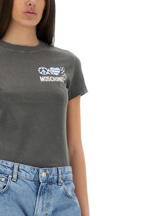 Moschino Logo-Print Cotton T-Shirt - Black
