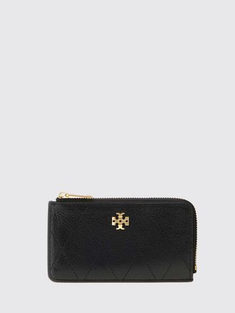 Tory Burch Porte-cartes Charlie en cuir avec zip et logo Double T