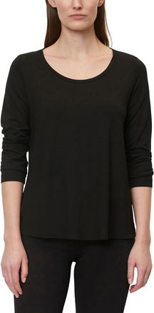 Marc O'Polo Damen Langarmshirt mit Rundhalsausschnitt Relaxed Fit, Schwarz (Black), XXS