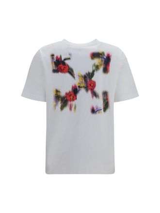 Off-white Womens Arrow Flower T-Shirt White Hawthorn Rose Cotton T-Shirts And Polos