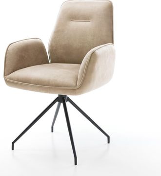 DELIFE Esszimmerstuhl Zoa-Flex Mikrofaser Beige Vintage Kreuzgestell konisch Schwarz Taschenfederkern, Esszimmerst&uuml;hle