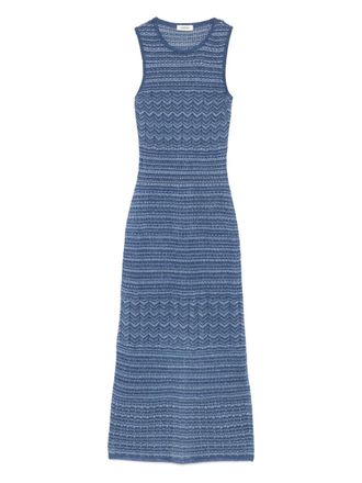 Sandro robe en maille &agrave; coupe mi-longue - Bleu