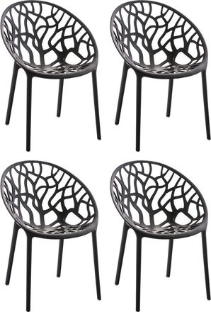 Clp 4er Set Gartenstühle Hope Kunststoff I Stapelstühle wetterfest und UV-beständig I Outdoorstühle pflegeleicht I Sessel für draußen, Farbe:schwarz