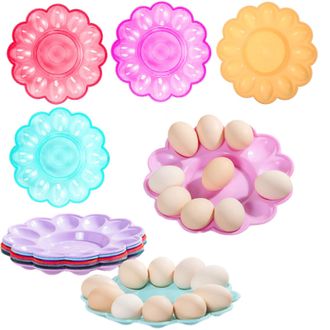 Hemoton 4 St&uuml;ck Kunststoff-Eier-Serviertablett, f&uuml;r Eier, Aufbewahrung von Eiern, K&uuml;chenutensilien