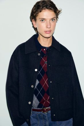 Gerard Darel Blouson r&eacute;versible en laine double face - ALDA - Bleu Nuit