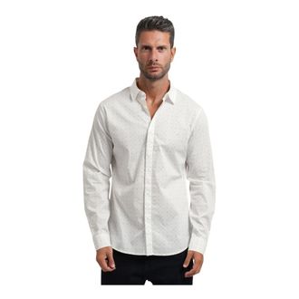 A|X Armani Exchange Chemise imprim&eacute;e en coton - Homme - Chemises - Blanc - Taille: XL