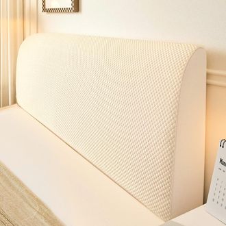Generic Eisseide Stretch Bettkopfteil Bezug Minimalistischer einfarbiger staubdichter gepolsterter Kopfteil Bezug Schutzbezug f&uuml;r Schlafzimmerdekoration Beige